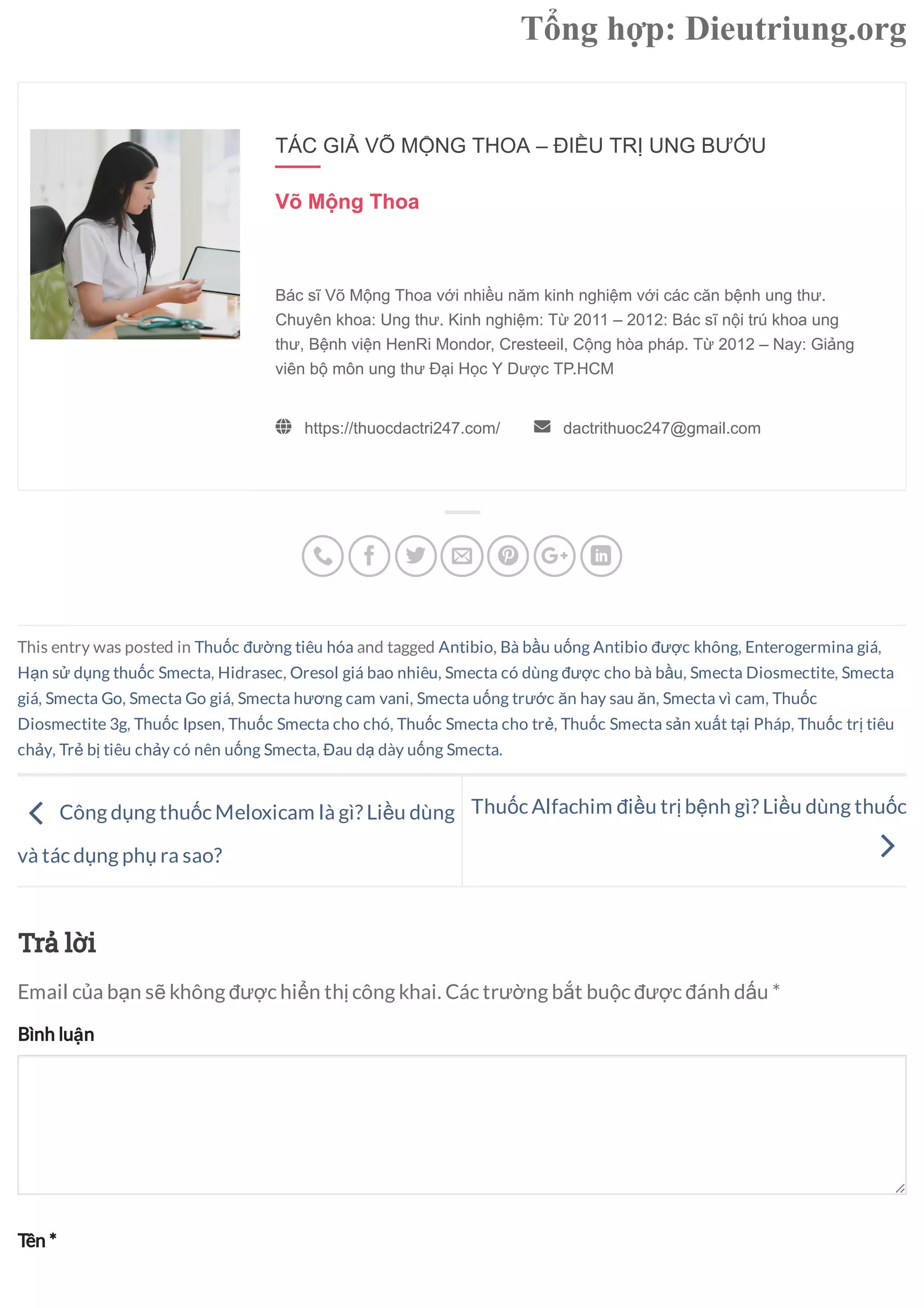 Thuoc smecta diosmectite Dieu tri ung | PDF