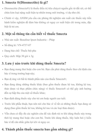 Thuoc smecta diosmectite Dieu tri ung | PDF