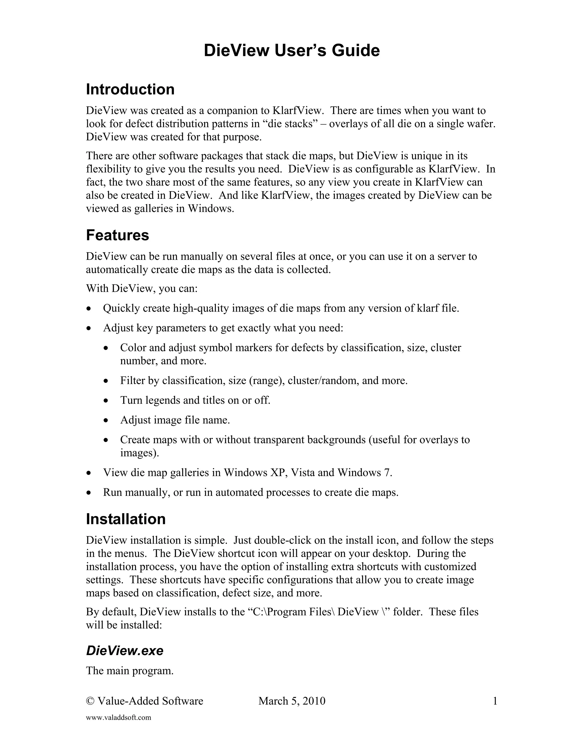 Die View Users Guide | PDF