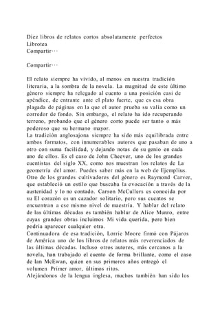 Diez libros de relatos cortos absolutamente perfectosLibroteaCom | PDF