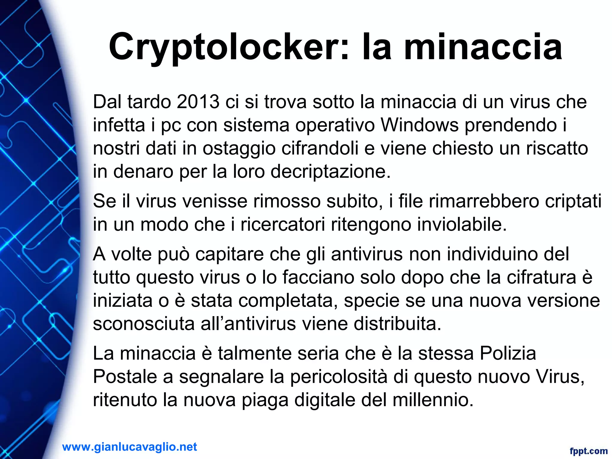 Difendersi dai cryptolocker con open source | PPT