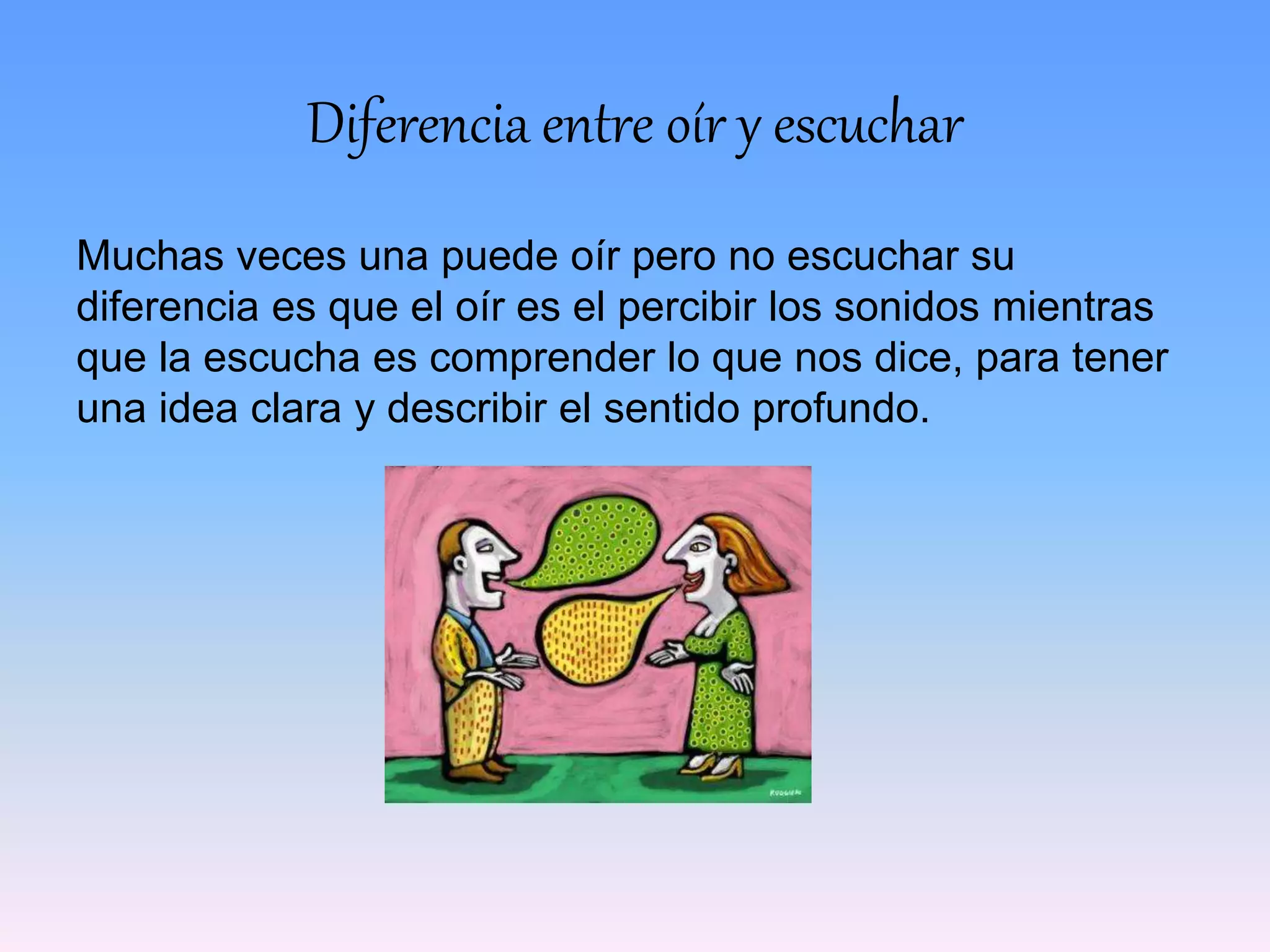 Diferencia entre oír y escuchar | PPT