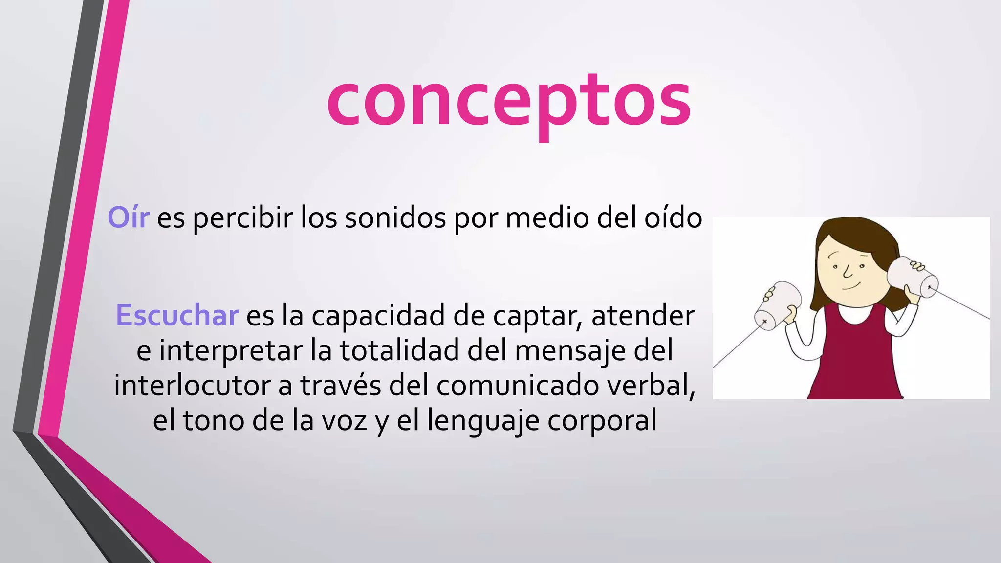 Diferencia entre oír y escuchar (slideshare) | PPTX