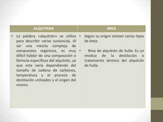 Diferencias y-los-usos-del-alquitran-y-brea | PPTX