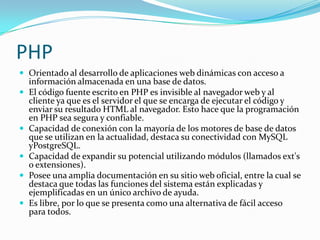 Diferencias entre php y oracle | PPT