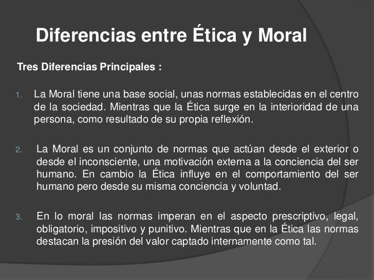 Diferencias Entre ética Y Moral