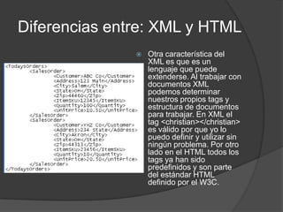 Diferencias entre xml y html | PPSX