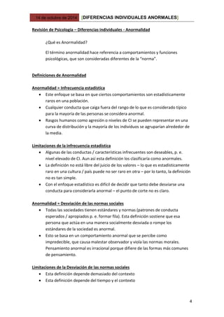Psicología Diferencial-Diferencias individuales anormales. | DOCX