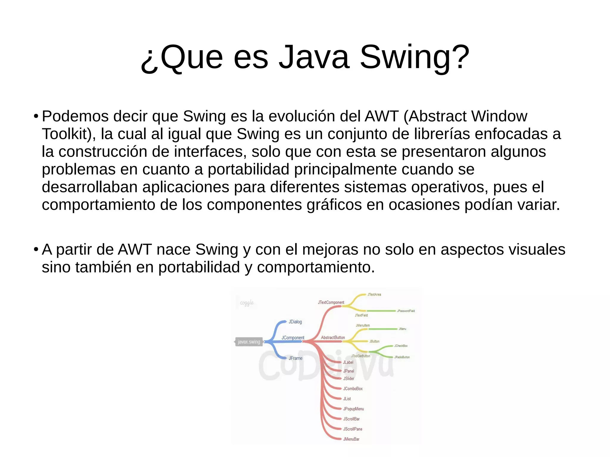 Diferencias swing y awt | ODP | Programming Languages | Computing