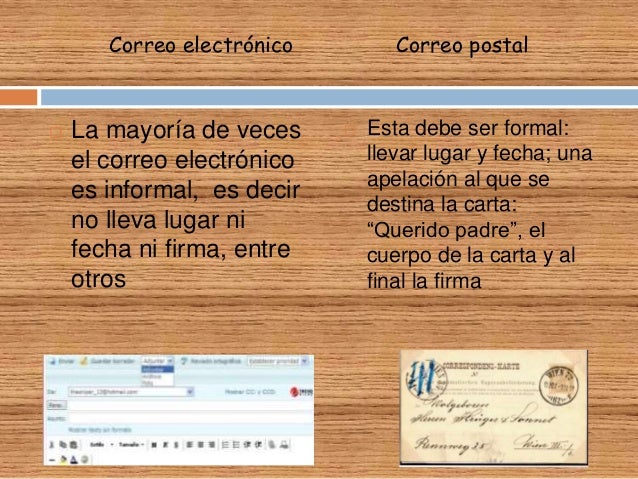 Diferencias y semejanzas entre correo electrónico & correo postal