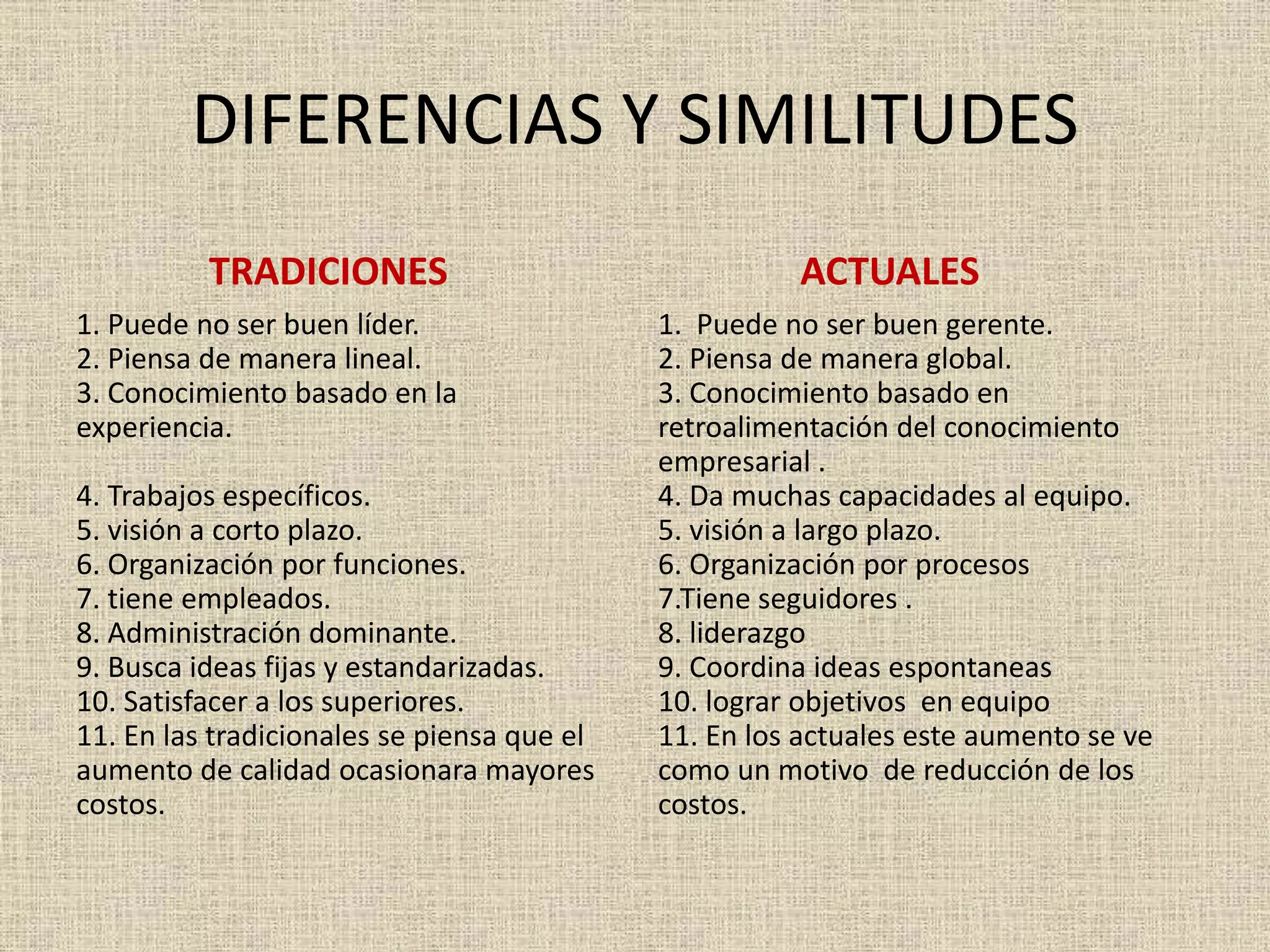 Diferencias y similitudes Caracteristicas | PPTX