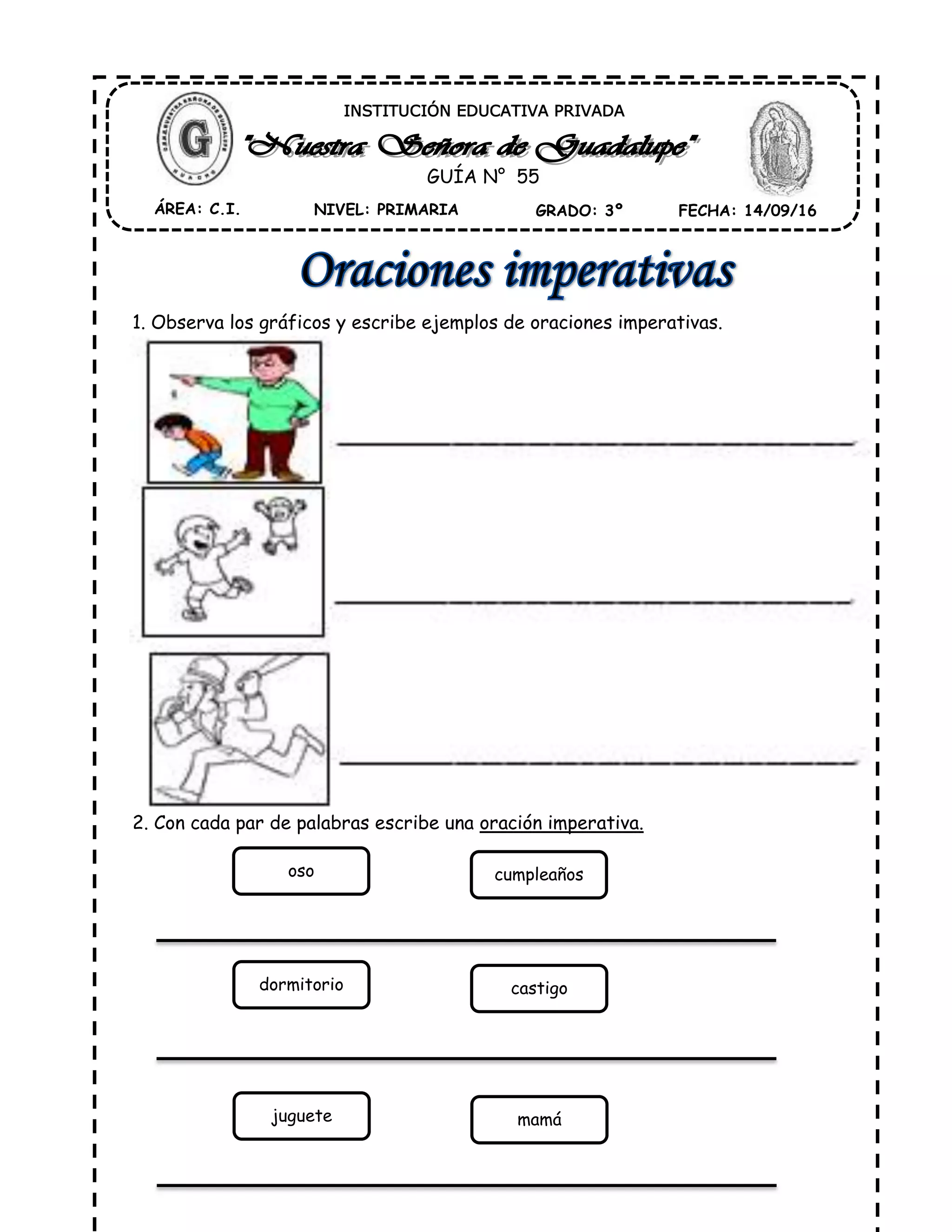 Ejercicios de oraciones imperativas, exclamativas e interrogativas para ...