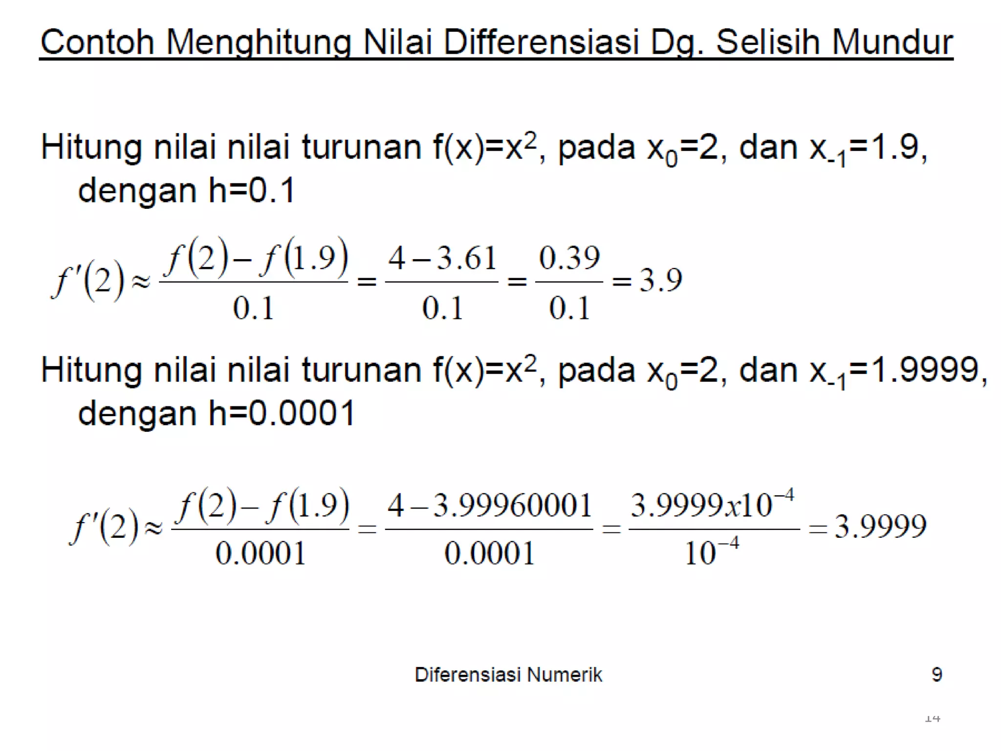 Diferensiasi numerik x | PPTX