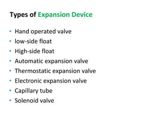 Different types of expansion device used in refrigerator - tharmal II ...