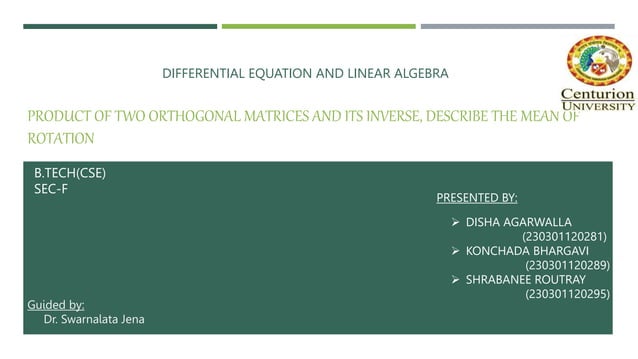 differential equation and linear algebra presentation | PPT