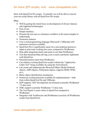 Diff between win runner vs and qtp | DOC