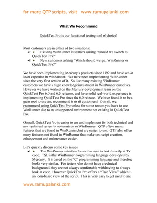 Diff between win runner vs and qtp | DOC