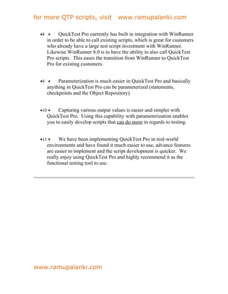 Diff between win runner vs and qtp | DOC