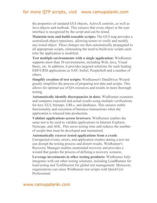 Diff between win runner vs and qtp | DOC