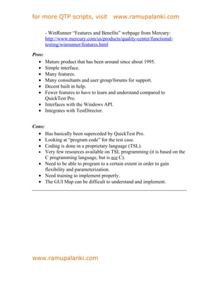 Diff between win runner vs and qtp | DOC