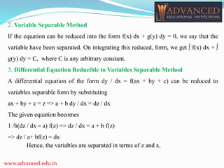 DIFFERENTIAL EQUATIONS | PPTX