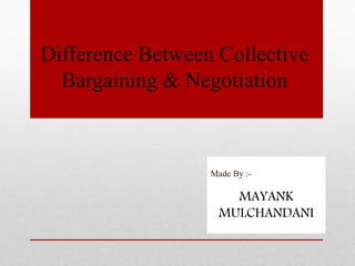Difference between collective bargaining & negotiation | PPTX