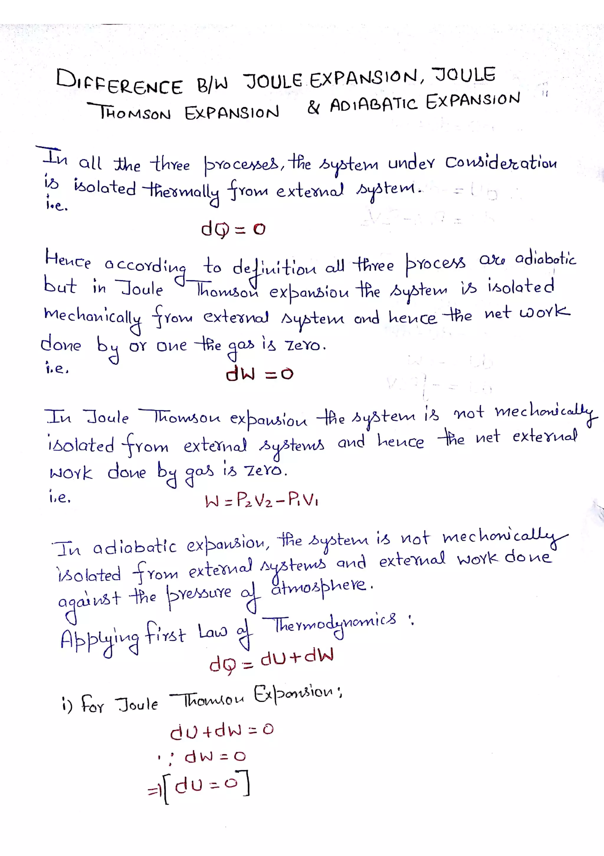 Difference between Joule Expansion, Joule Thomson Expansion & Adiabatic ...