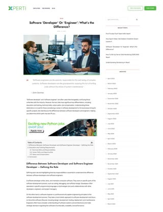 Software ‘Developer’ Or ‘Engineer’: What’s the Difference? | PDF