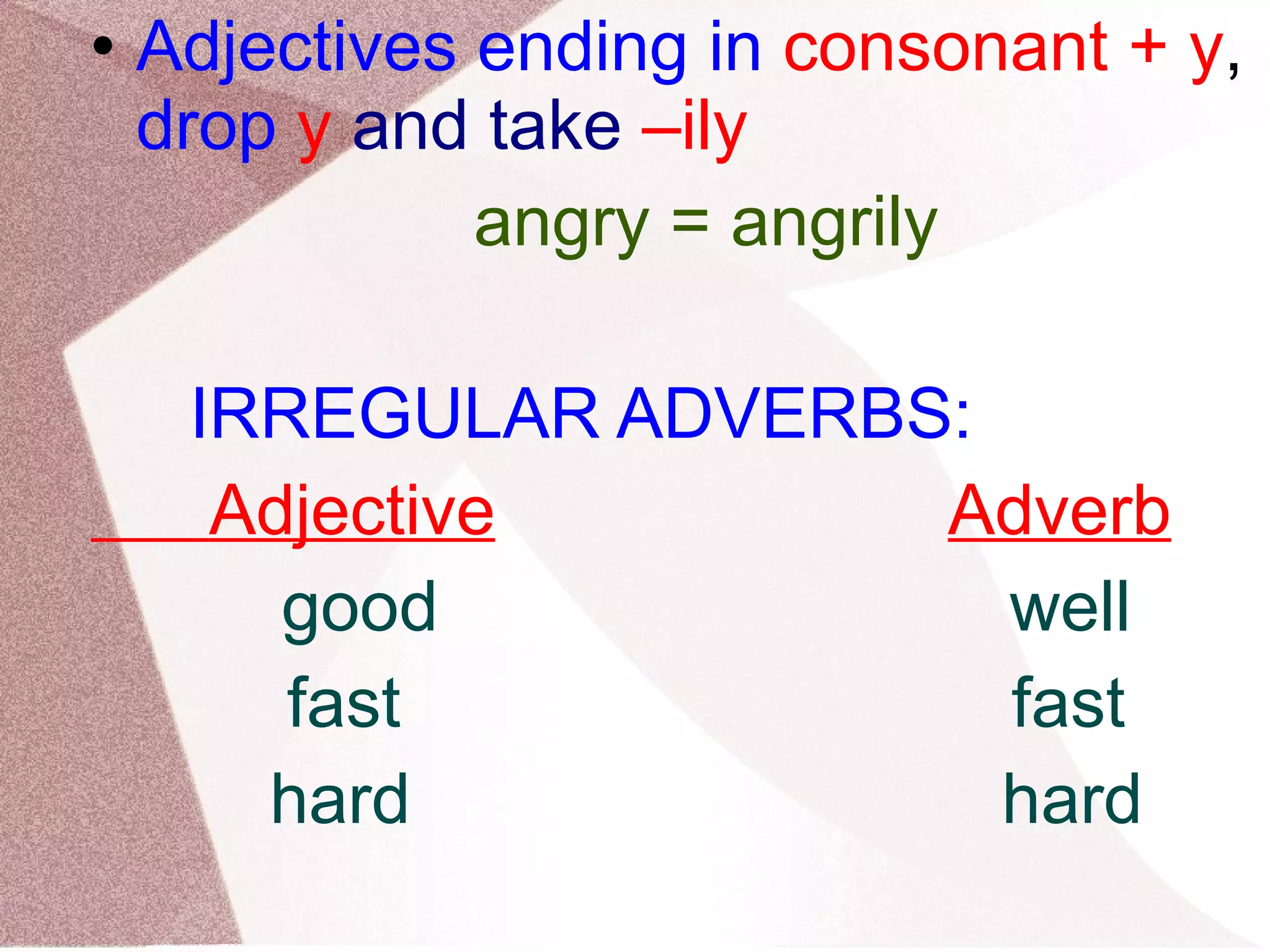 Difference adverbs and adjectives | PPS