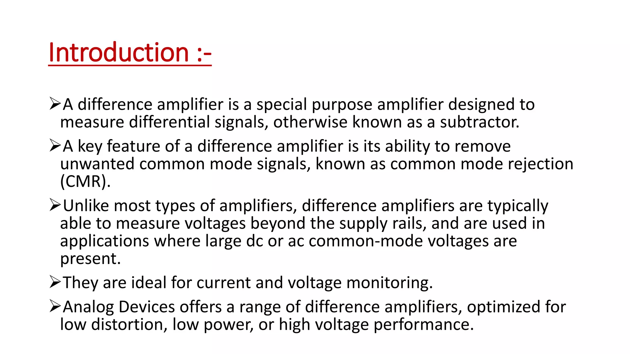 Difference amplifier and subtractor | PPTX