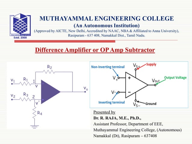 Difference Amplifier or OP Amp Subtractor | PDF