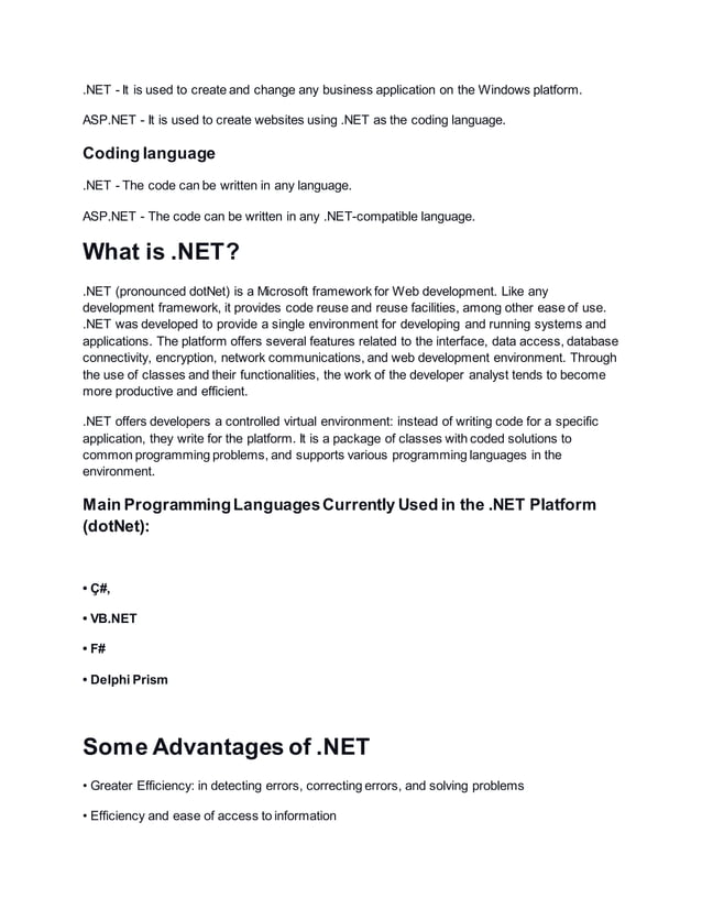 Difference between .net and asp.net all you need to know | PDF