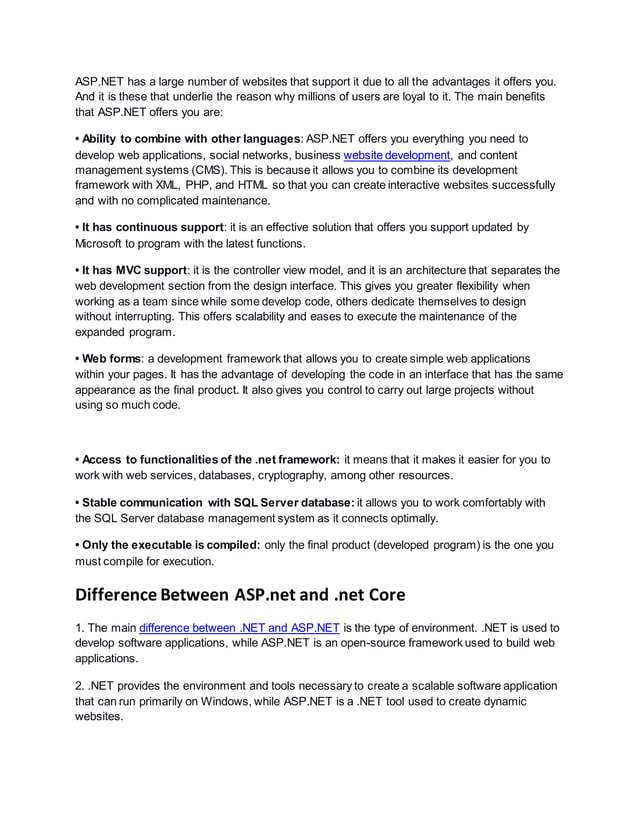 Difference between .net and asp.net all you need to know | PDF