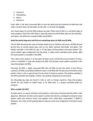 Difference between A1 and A2 Milk | GFO Farming | DOCX