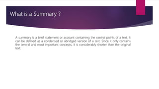 Difference between abstract and summary | PPTX