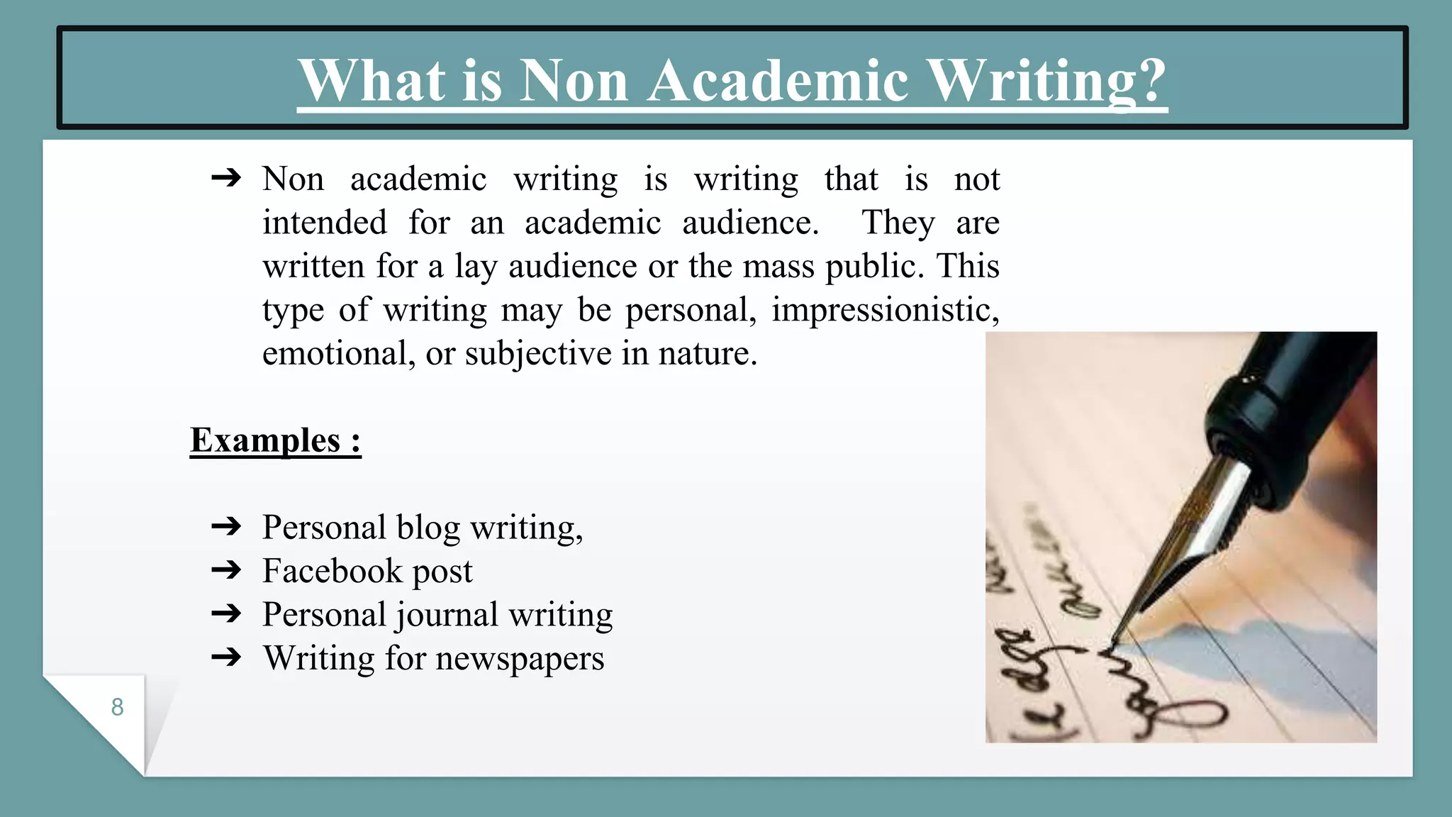 Difference between Academic Writing and Non-academic Writing | PPTX