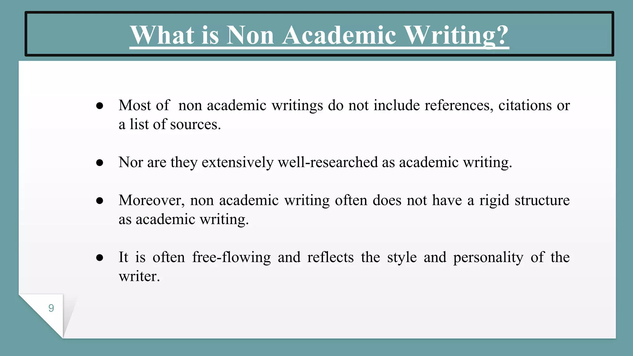 Difference between Academic Writing and Non-academic Writing | PPTX