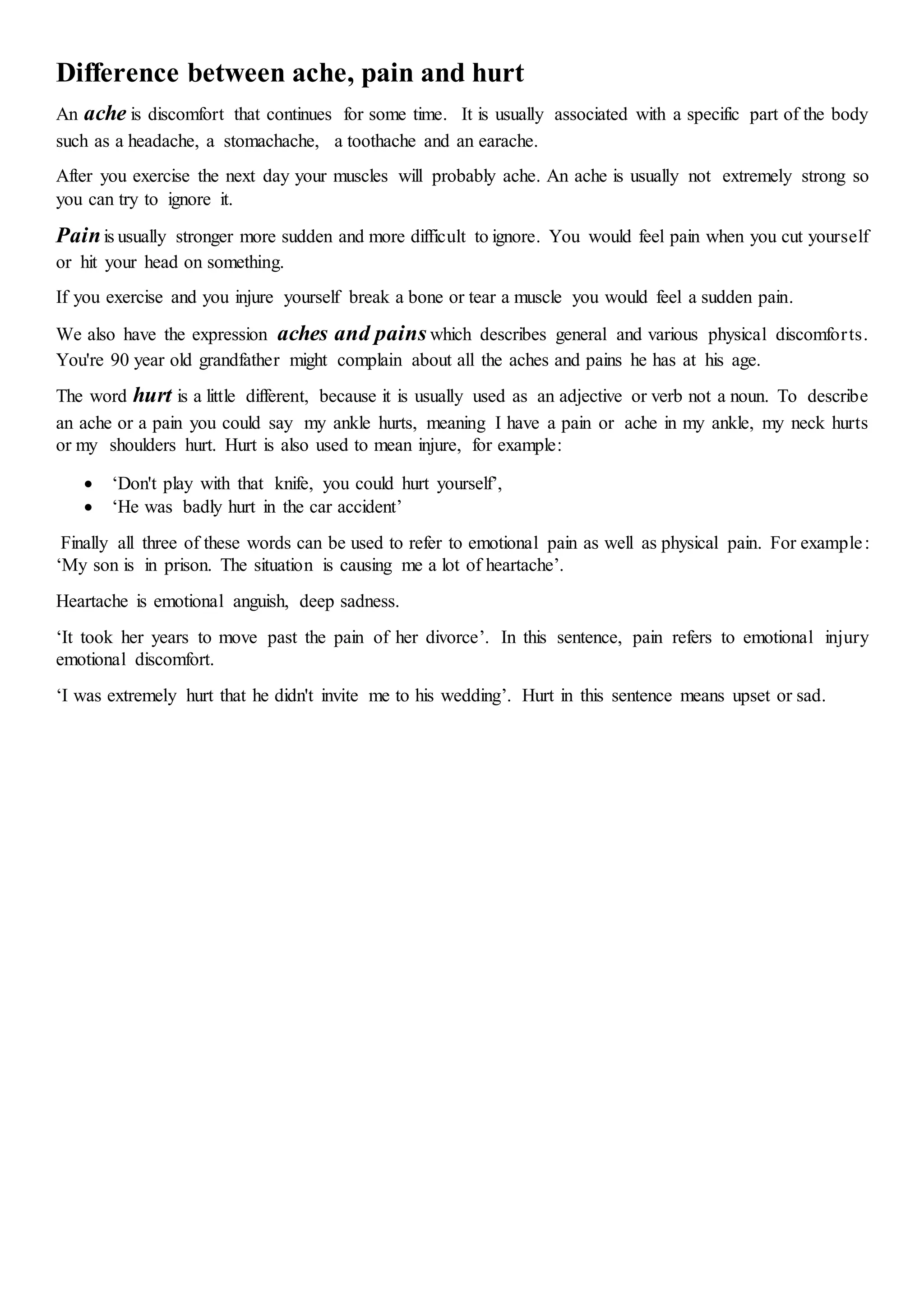 Difference between ache | DOCX