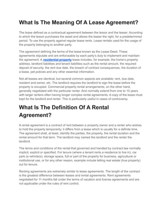 Difference between a lease and a rent | PDF