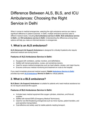 Difference Between ALS, BLS, and ICU Ambulances_ Choosing the Right ...