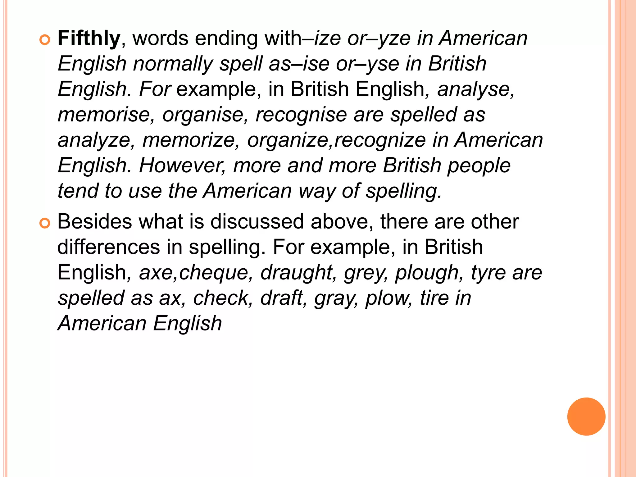Difference between american english and british english | PPT
