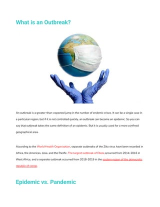 Difference between a pandemic, an epidemic, endemic, and an outbreak | PDF
