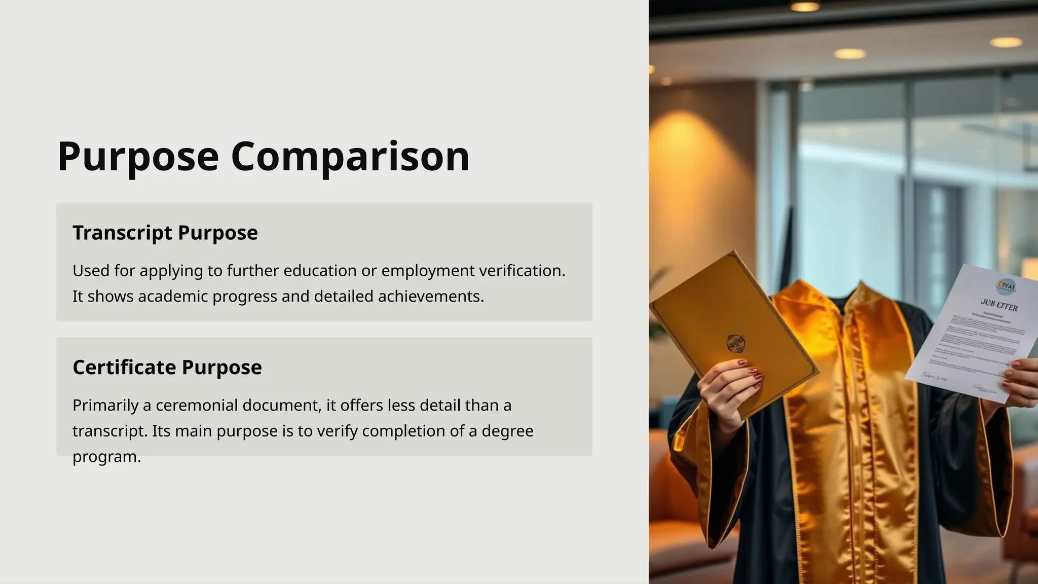 Difference between a Transcript and a Degree Certificate | PPT