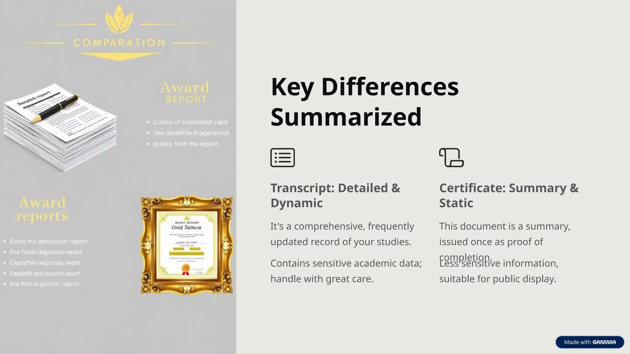 Difference between a Transcript and a Degree Certificate | PPT