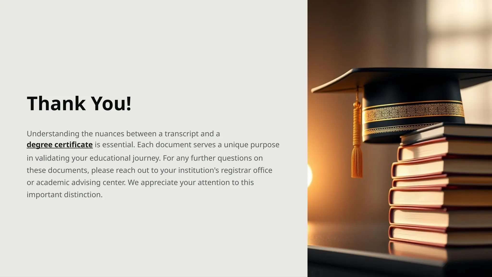 Difference between a Transcript and a Degree Certificate | PPT