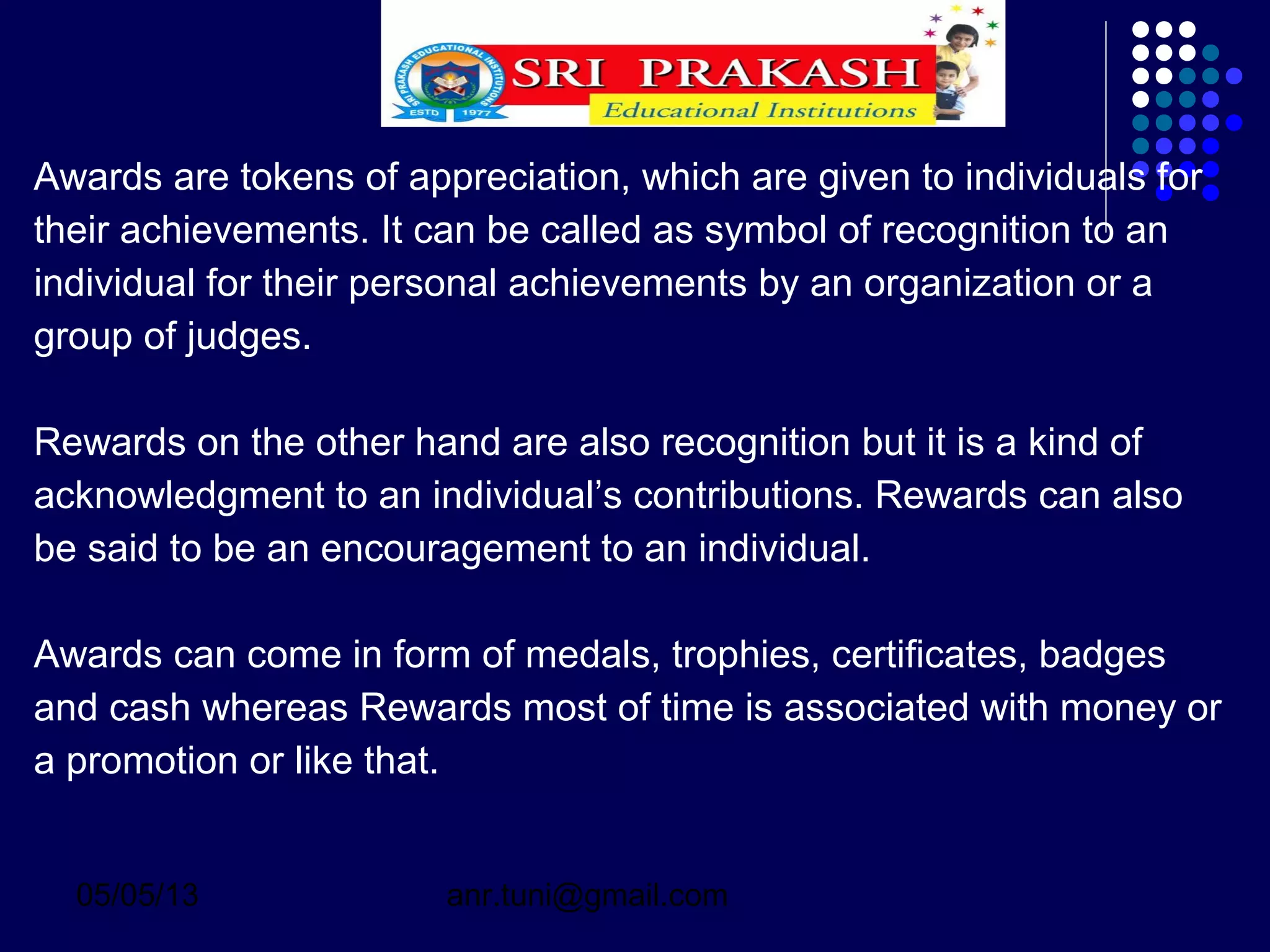 Difference between 'award and reward' | PPT