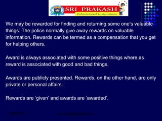 Difference between 'award and reward' | PPT