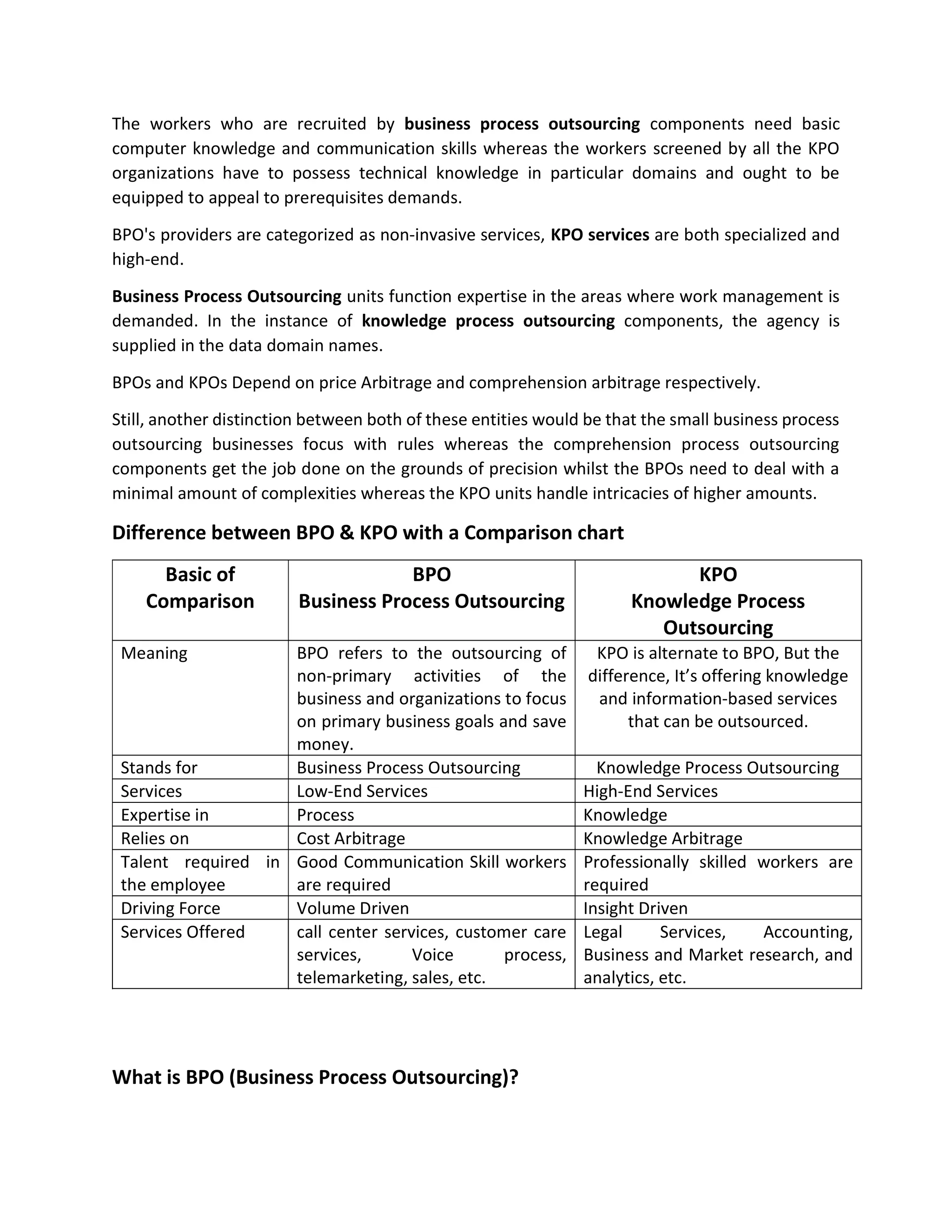 Difference Between BPO and KPO? | PDF