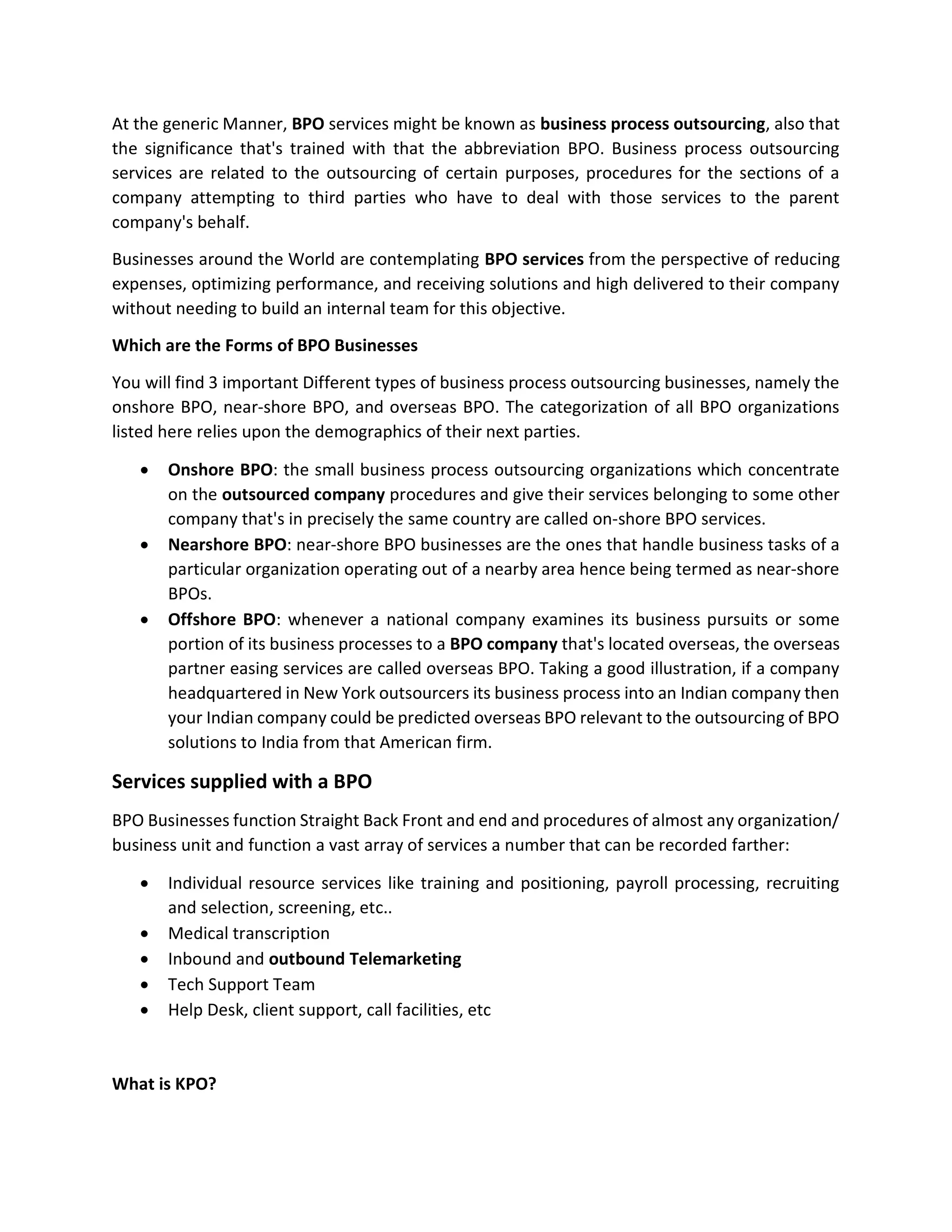 Difference Between BPO and KPO? | PDF