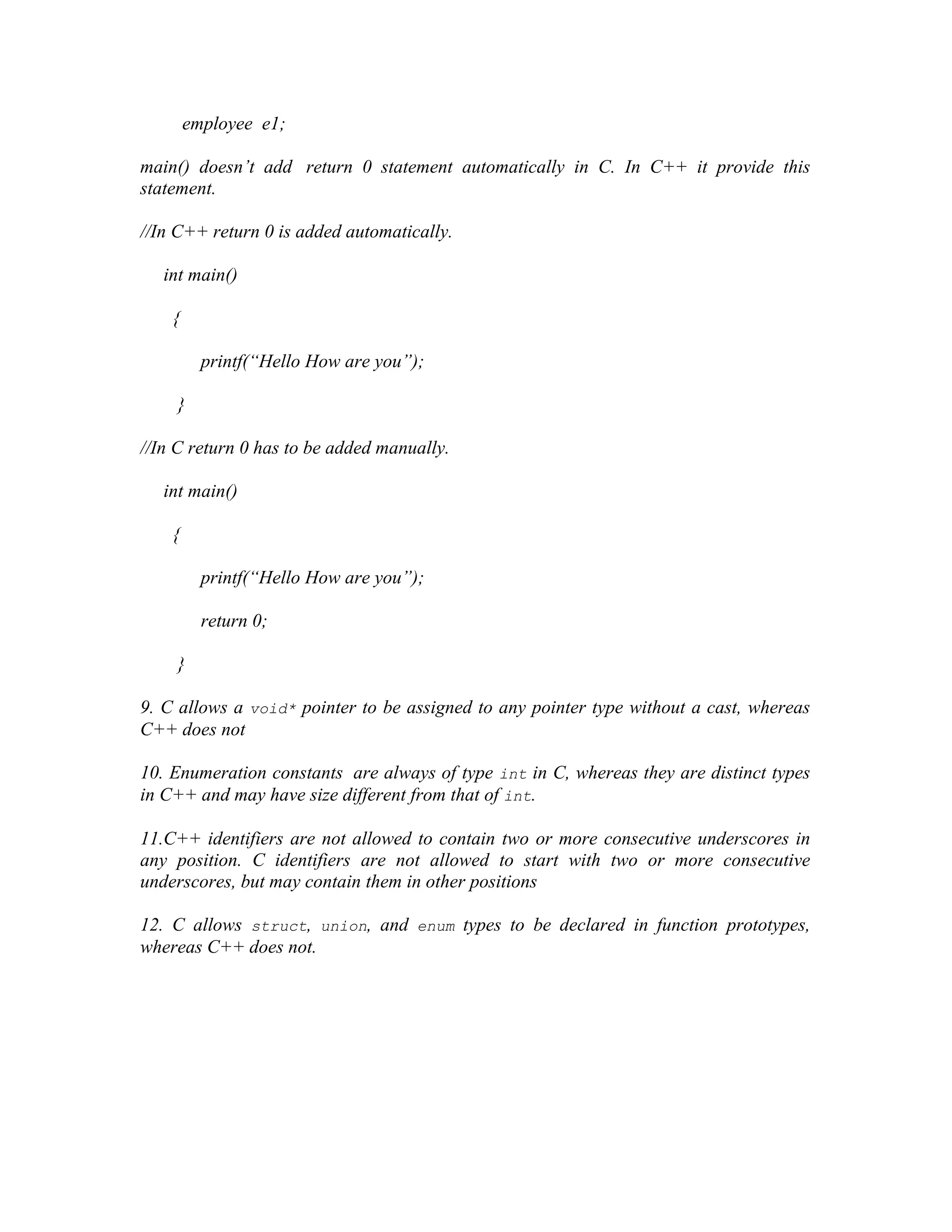 Difference Between C And C Pdf